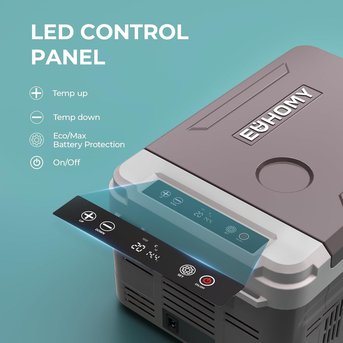 EUHOMY 12V Portable Car Refrigerator, 10L, Single Zone, APP Control, B